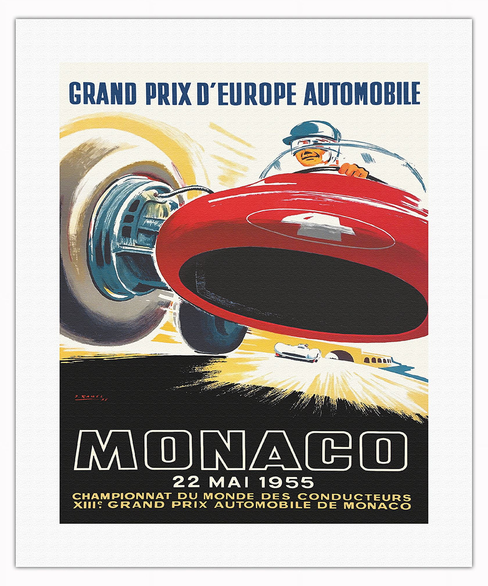 1955 Monaco Grand Prix - Vintage Car Racing Poster by Jacques Ramel ...