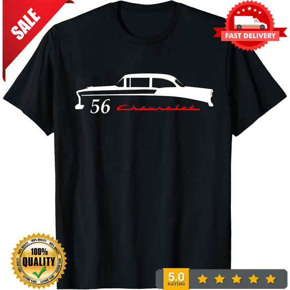 1956 56 Chevy Bel Air 150 210 T-Shirt Classic Muscle Car Emblem Side ...
