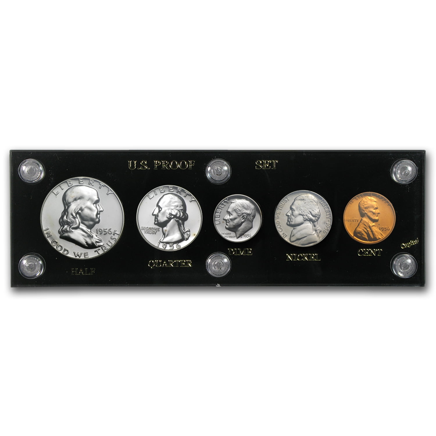 1956 U.S. Mint Proof Set with Nickel, Dime, Quarter, Half Dollar in ...