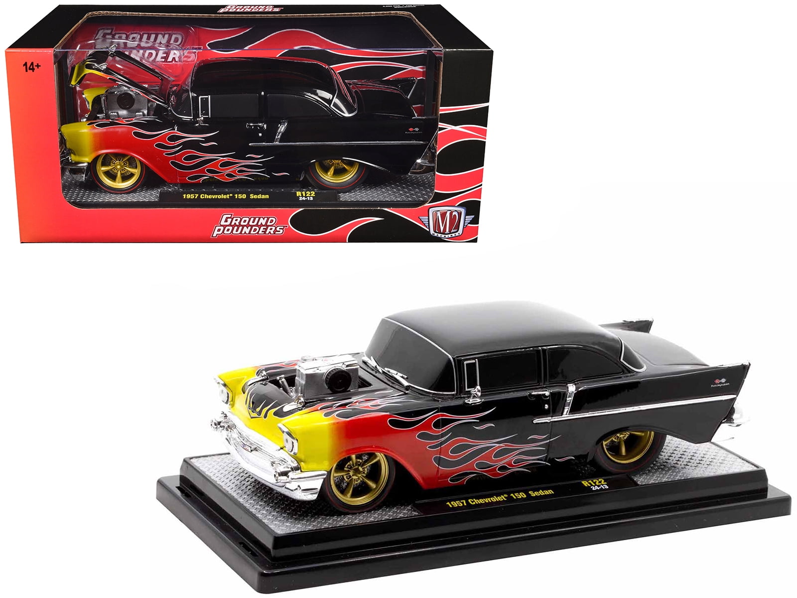1957 Chevrolet 150 Sedan Black with Flames Graphics Limited Edition to ...