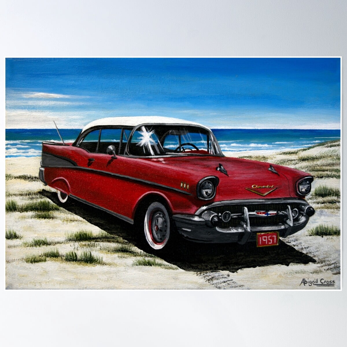 1957 Chevrolet Bel-Air Car Painting Poster Wall Art, Modern Wall Decor ...