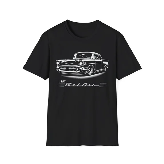 1957 Chevy Bel Air T-Shirt Classic Black & White Hot Rod Graphic for ...
