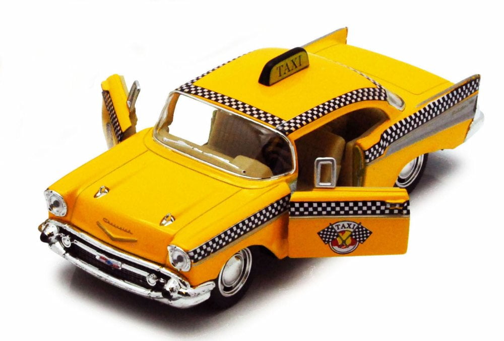 1957 Chevy Bel Air Taxi Cab, Yellow - Kinsmart 5360D - 1/40 scale ...