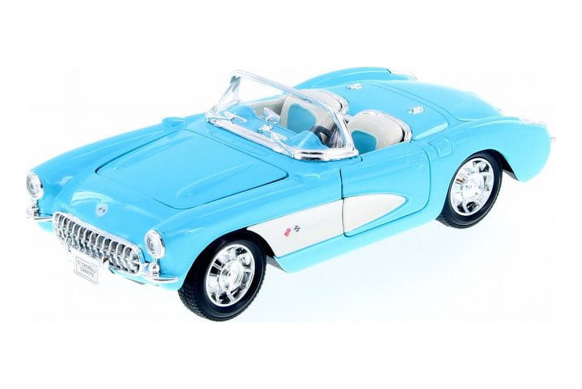 1957 Chevy Corvette Convertible, Light Blue - Welly 29393WBU - 1/24 ...