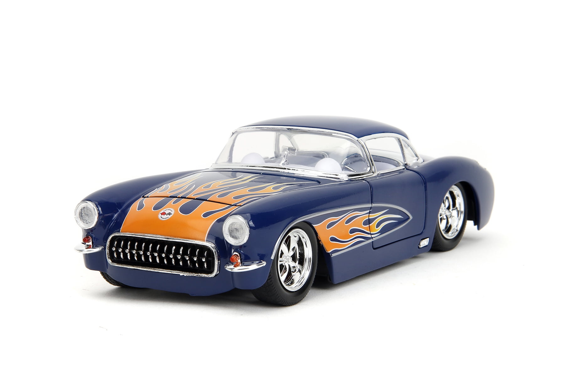 1957 Chevy Corvette Hardtop, Blue w/Flames - Jada Toys 35031 - 1/24 ...