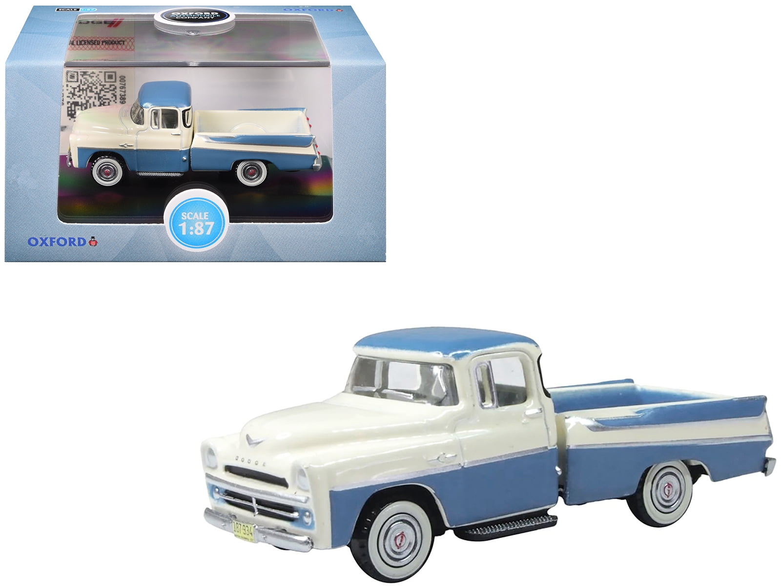 1957 Dodge D100 Sweptside Pickup Truck Ice Blue and Glacier White 1/87 ...