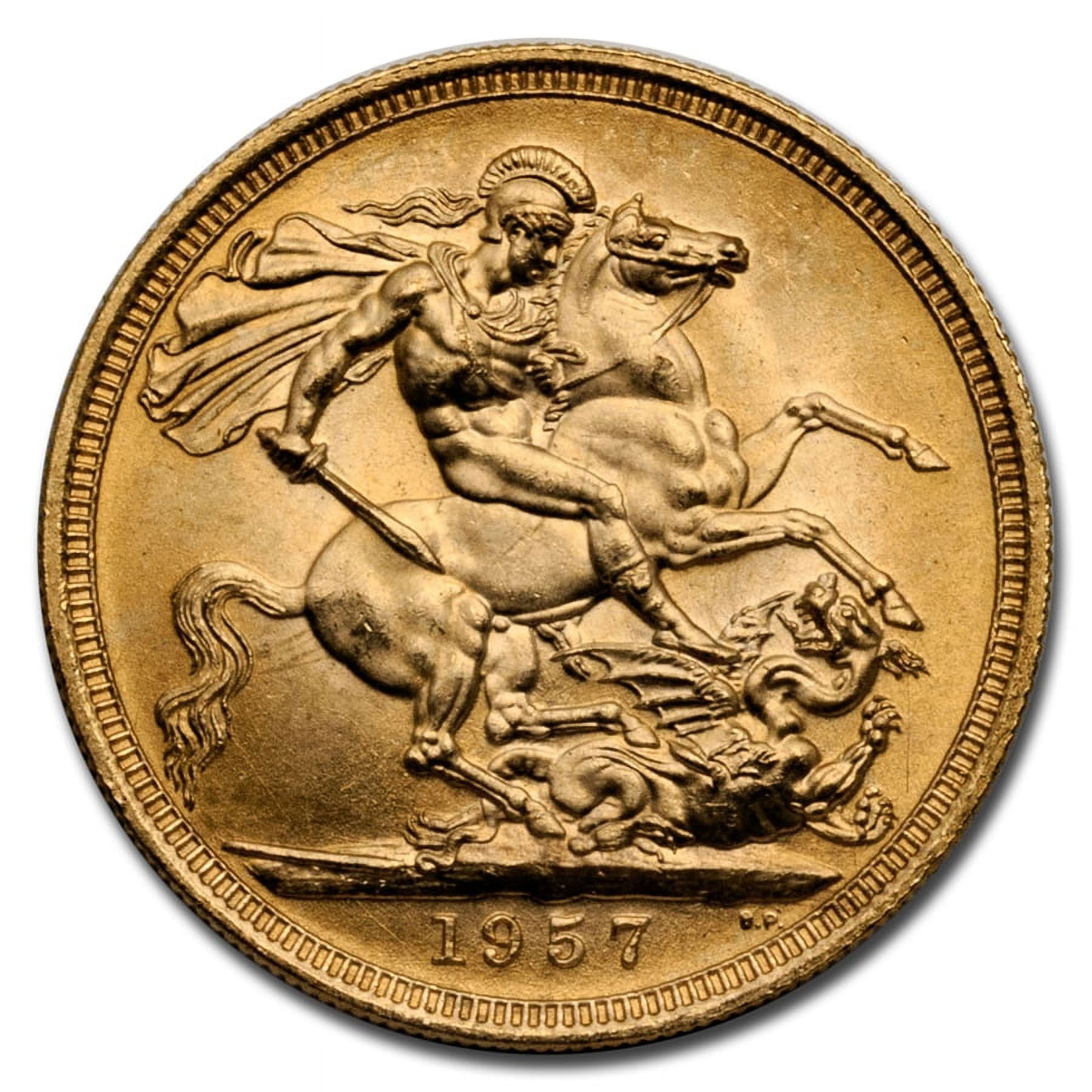 1957 Great Britain Gold Sovereign Elizabeth II BU - Walmart.com