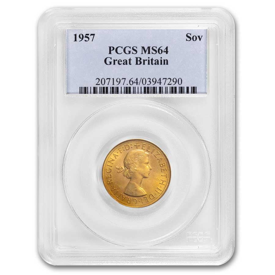 1957 Great Britain Gold Sovereign Elizabeth II MS-64 PCGS - Walmart.com
