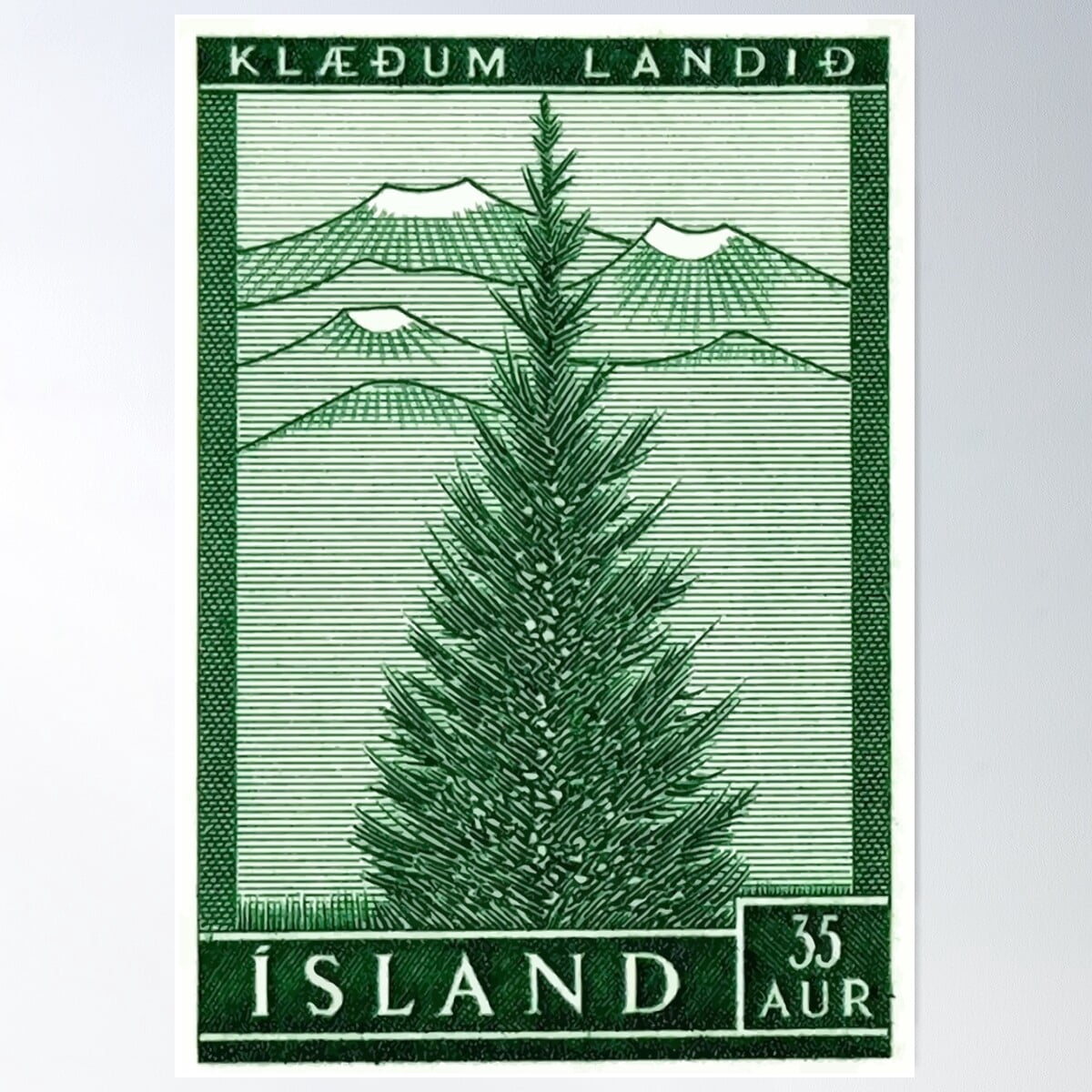 1957 Iceland Spruce Tree Postage Stamp Poster, 8x12 UNFRAMED - Walmart.com