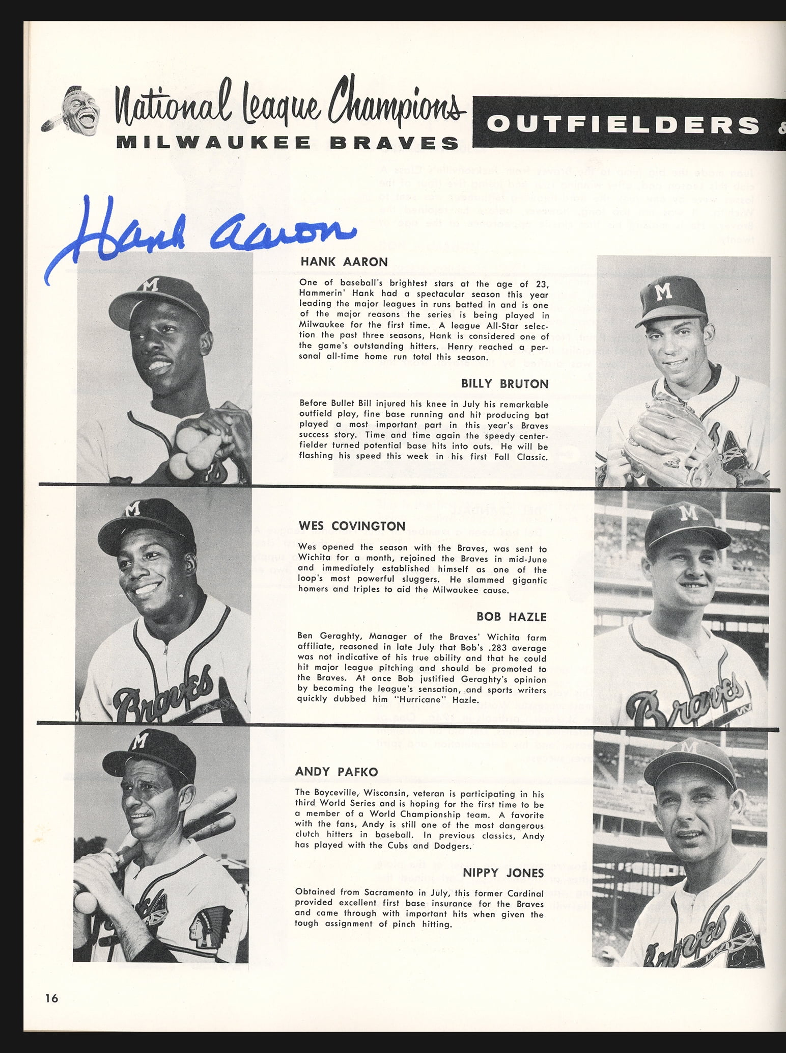 1957 Milwaukee Braves Autographed World Series Program With 5 Total ...