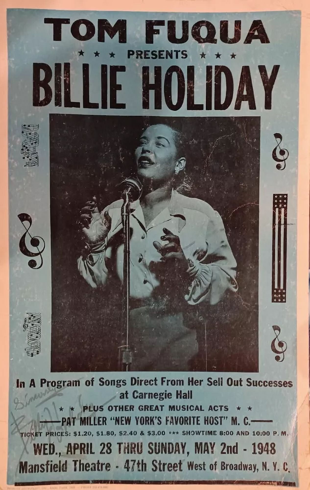 1958 Billie Holiday Concert Poster facsimile signed is es 16 x 24 Inch ...
