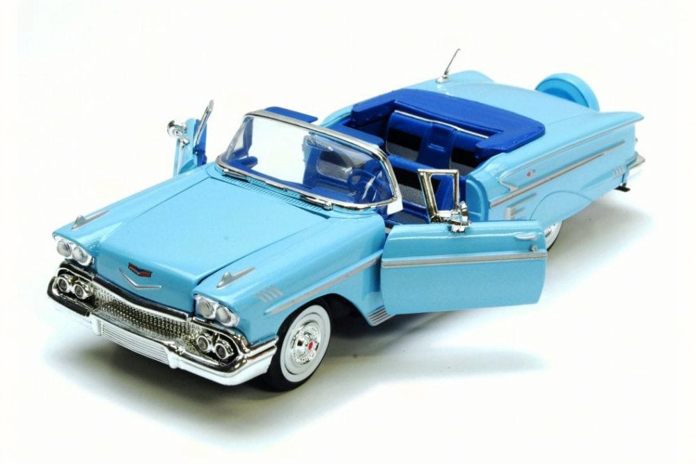1958 Chevrolet Impala Convertible, Blue - Motor Max 73267L - 1/24 Scale ...