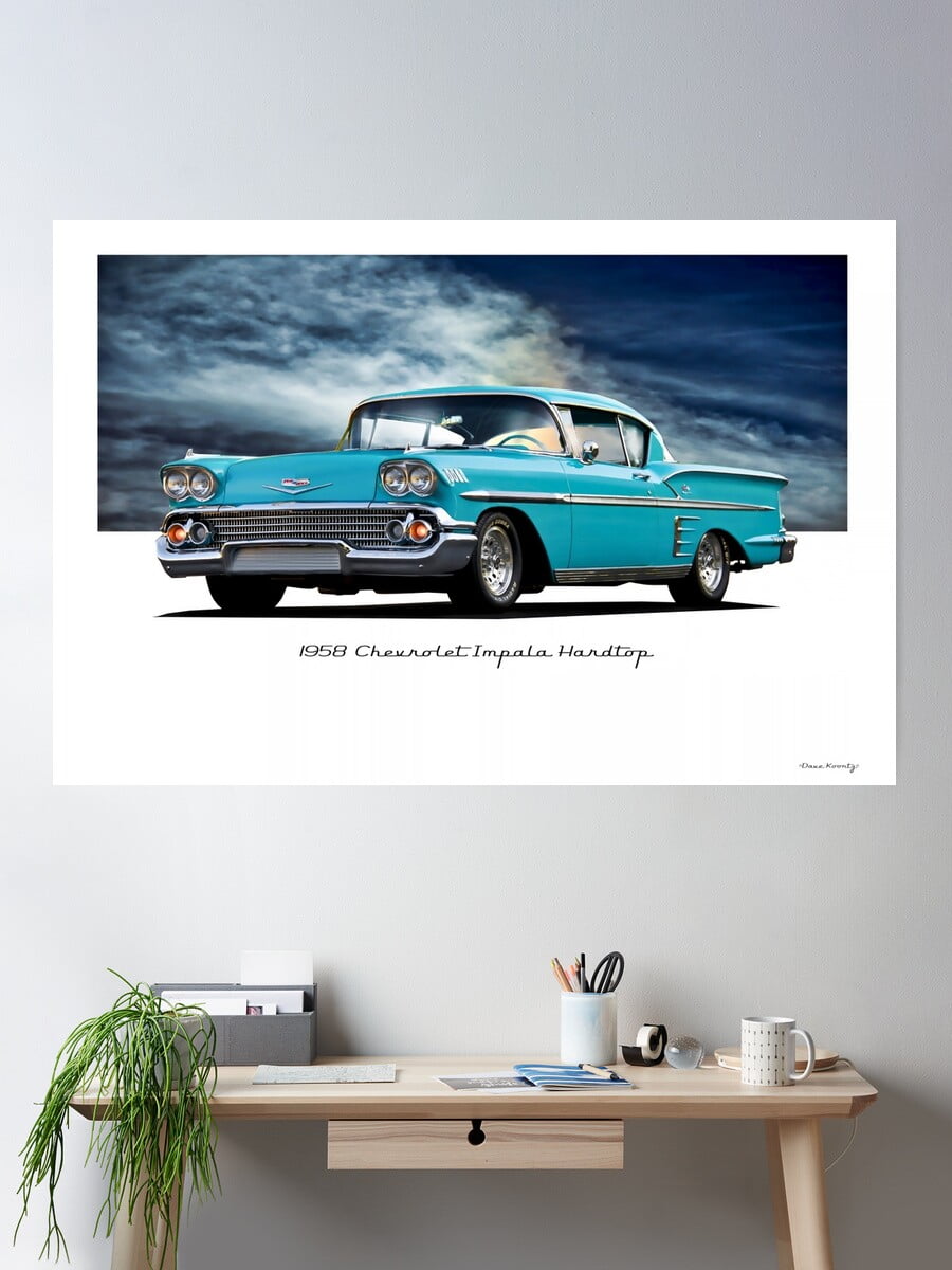 1958 Chevrolet Impala Hardtop Poster Wall Art, Modern Wall Decor For ...