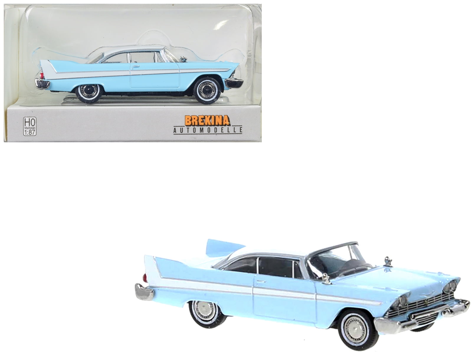 1958 Plymouth Fury Light Blue with White Top 1/87 (HO) Scale Model Car ...