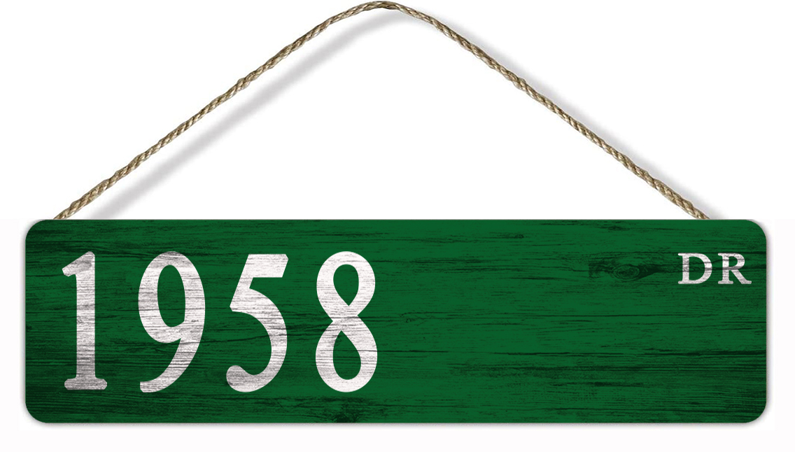 1958 Street Signs Wooden Hanging Sign Plaque With Rope Wall Decor 4X16 ...