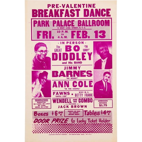 1959 BO DIDDLEY CONCERT POSTER WALL ART PRINT JIMMY BARNES ANN COLE IN ...