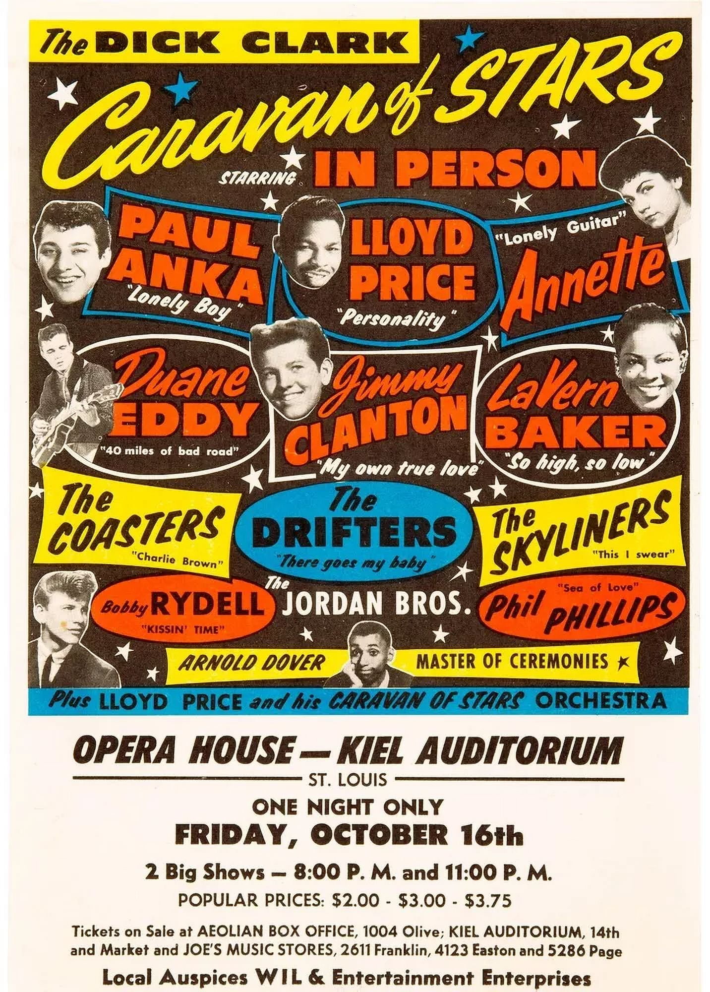 1959 DICK CLARK SHOW POSTER PRINT WALL ART PAUL ANKA THE DRIFTERS THE ...