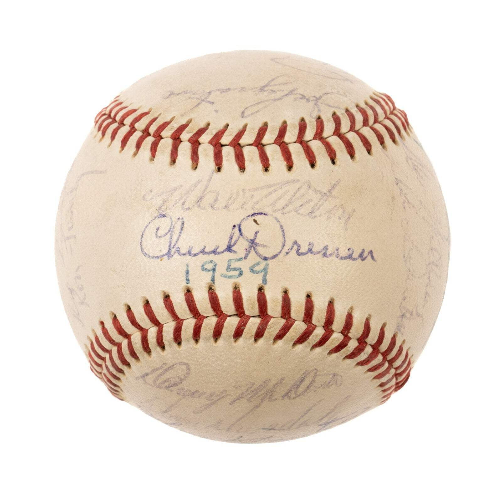1959 Los Angeles Dodgers World Series Champs Team Signed Baseball JSA ...