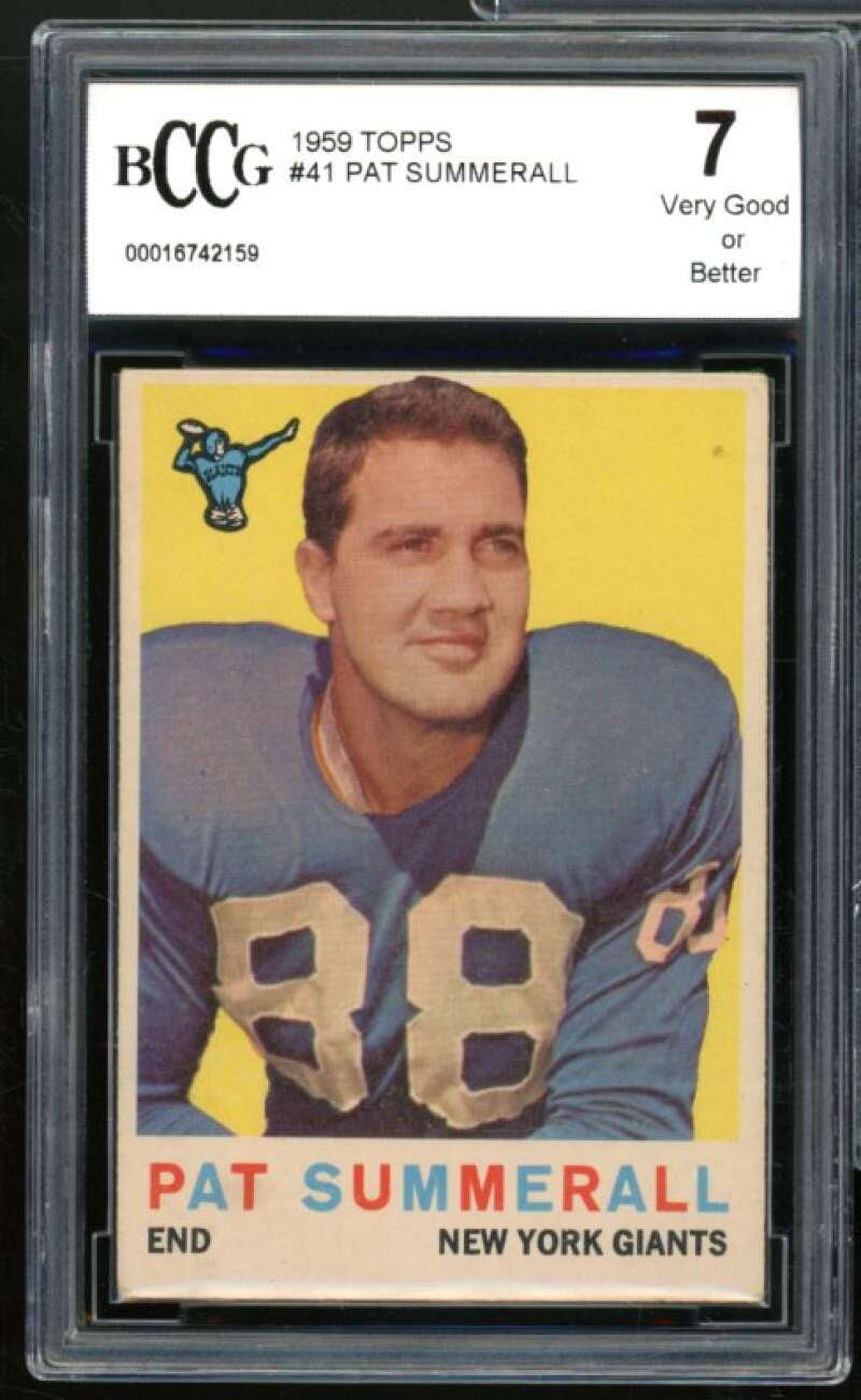 1959 Topps Pat Summerall Card BGS BCCG 7 for Collectors - Walmart ...