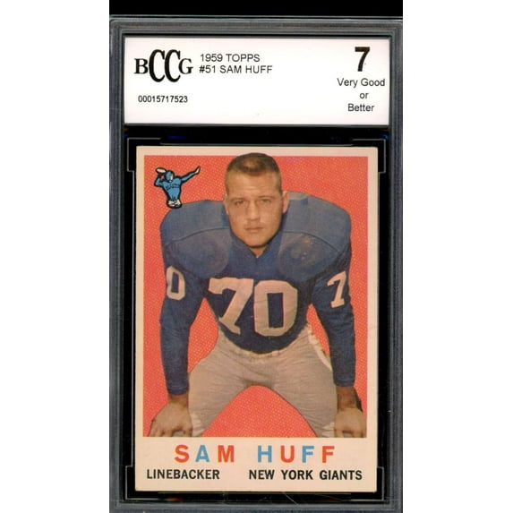 1959 Topps #51 Sam Huff Rookie Card BGS BCCG 7 Very Good+ - Walmart.com