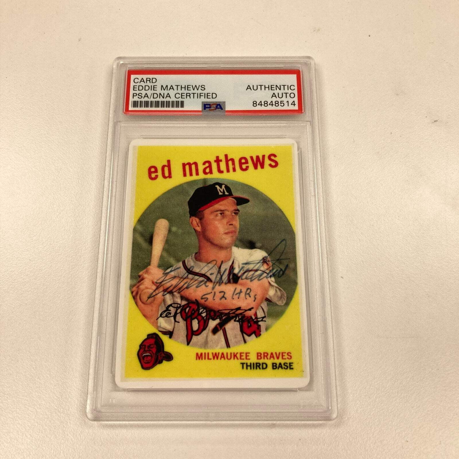 1959 Topps Eddie Mathews 512 Home Runs Signed Porcelain Baseball Card ...