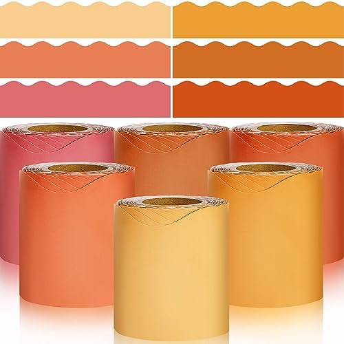 196.8ft Orange Bulletin Board Borders Boho Groovy Color Die-Cut Trim ...