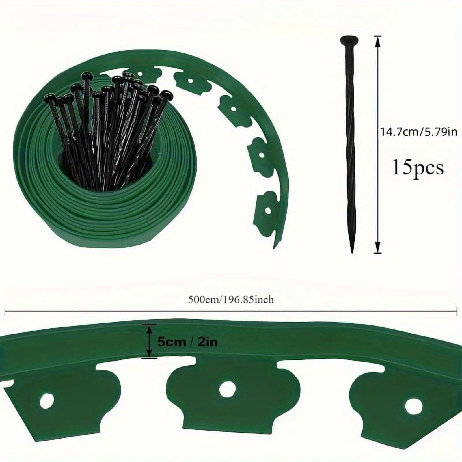 196-Inch Flexible PE Garden Edging Kit with 15 Stakes - Durable Lawn ...