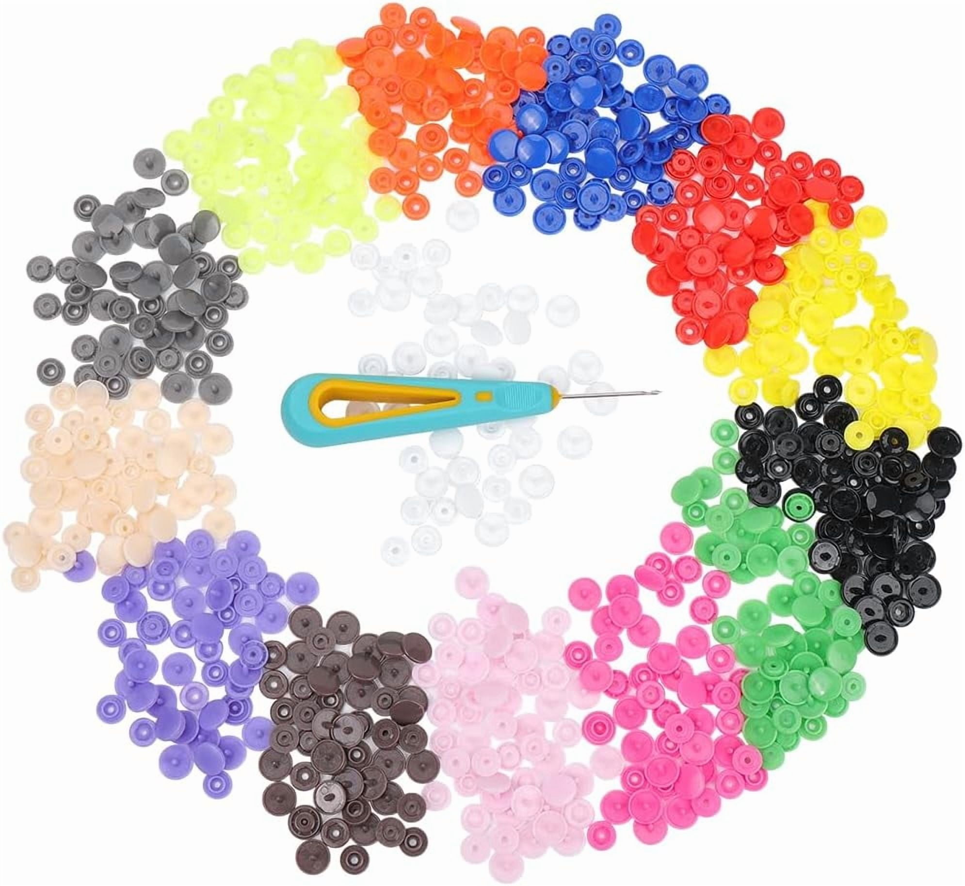196 Sets 14 Colors Snap Fasteners Setter No Tool Needed Colorful Resin ...