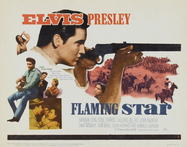 1960 Flaming Star Movie Poster Elvis Presley Barbara Eden Western ...