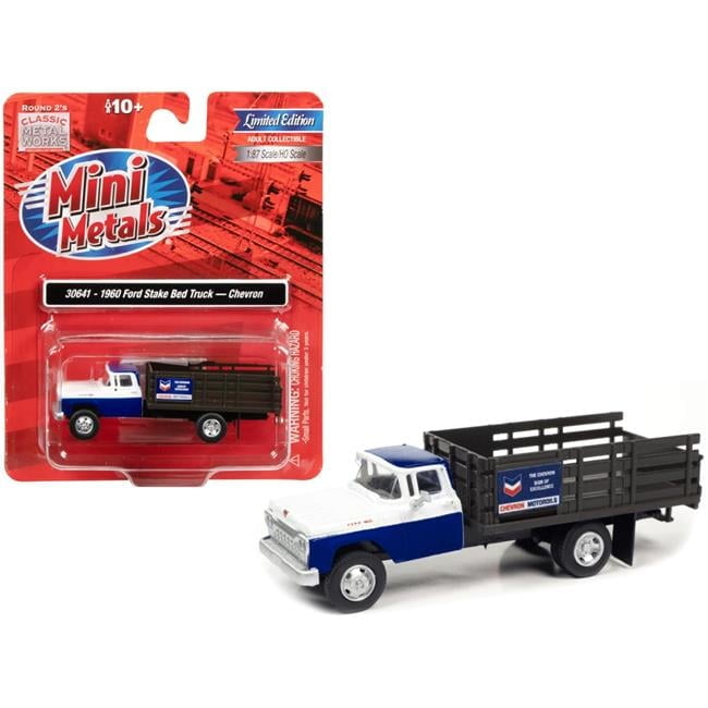 1960 Ford Stake Bed Truck "Chevron" Blue and White 1/87 (HO) Scale ...