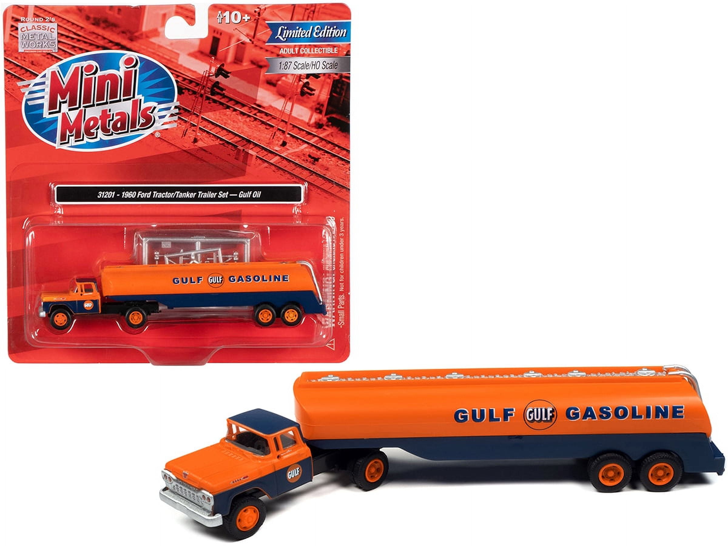 1960 Ford Tanker Truck Orange and Blue "Gulf Oil" 1/87 (HO) Scale Model ...