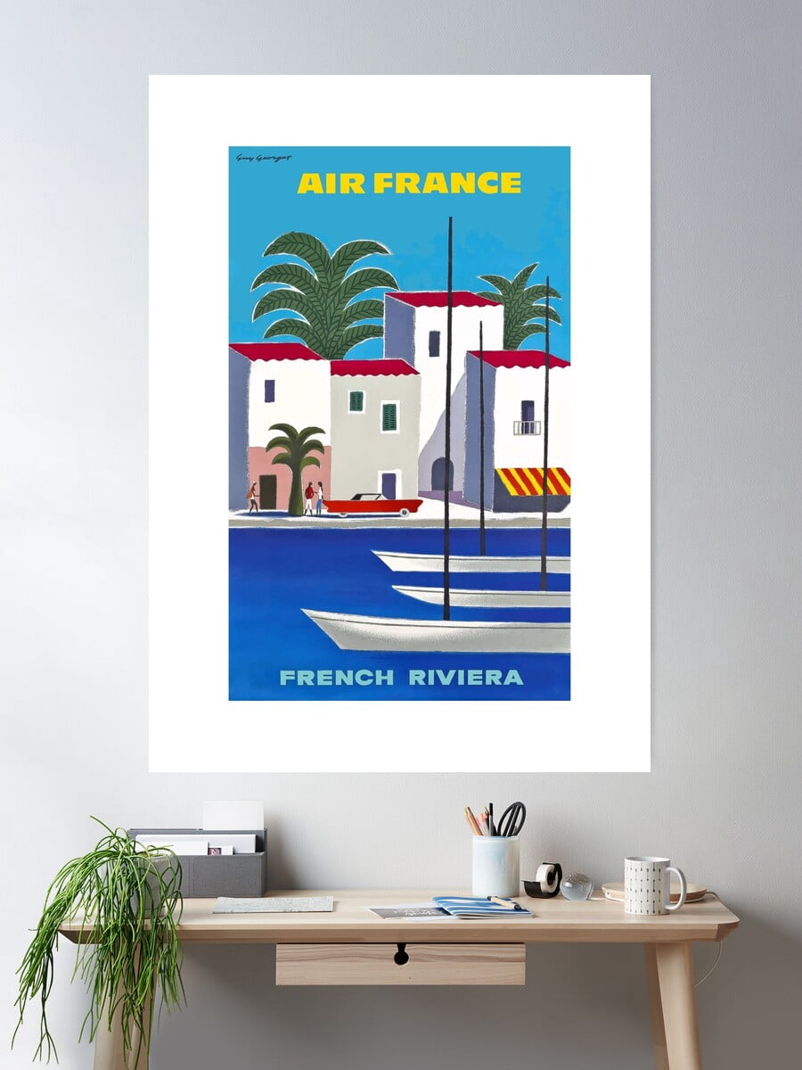 1960 French Riviera Air France Travel Poster Poster Wall Art, Modern ...