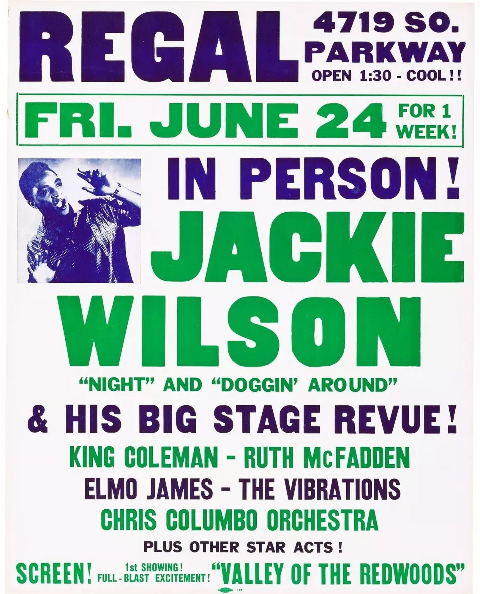 1960 JACKIE WILSON CONCERT POSTER WALL ART PRINT IN 16 x 24 Inch Poster ...