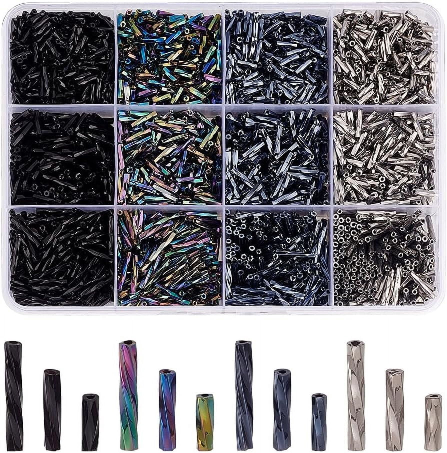 1960 Pcs Glass Bugle Beads 6mm 9mm 12mm Metallic Bugle Beads 4 Colors ...