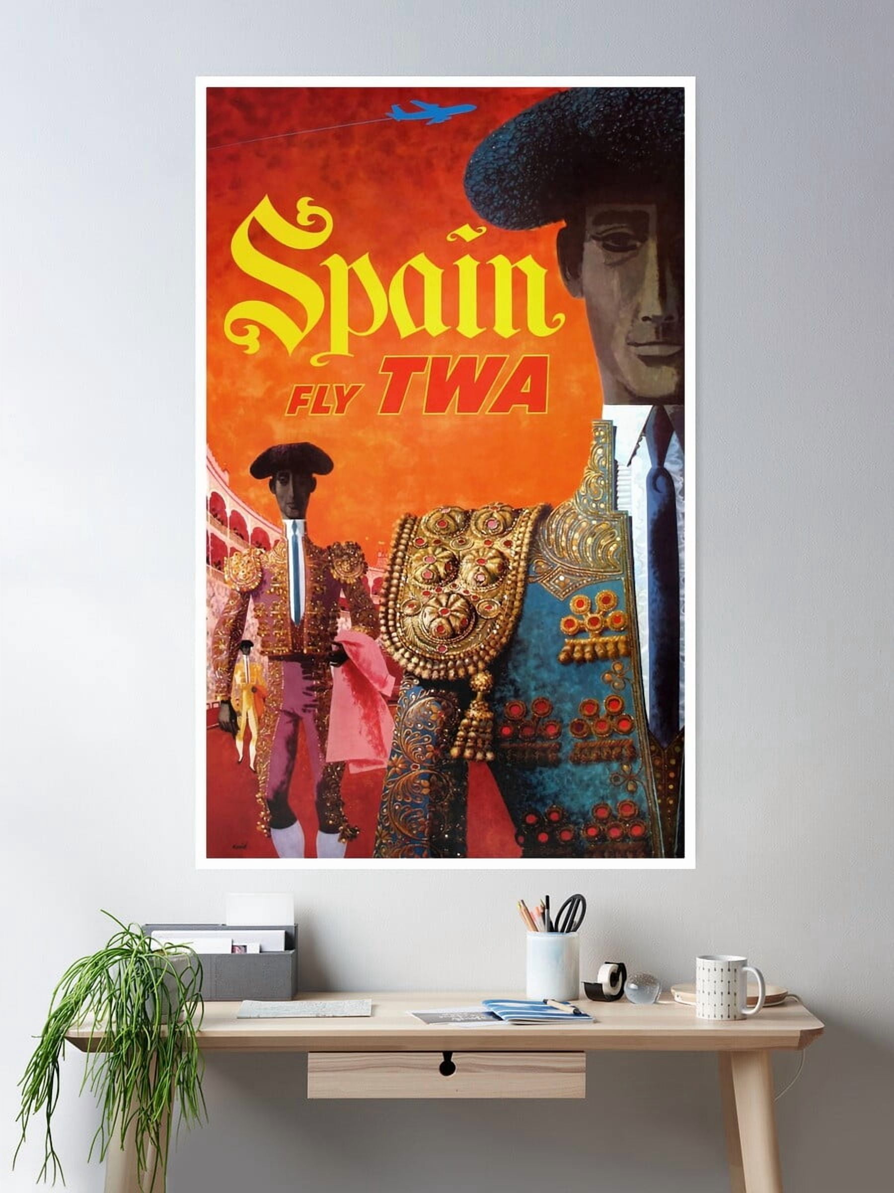 1960 Twa Spain Bullfighter Travel Poster Wall Art Modern Wall Decor For ...