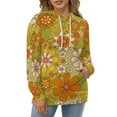 1960S 1970S Retro Floral In Green Pink & Orange-Flower Power Hooded ...