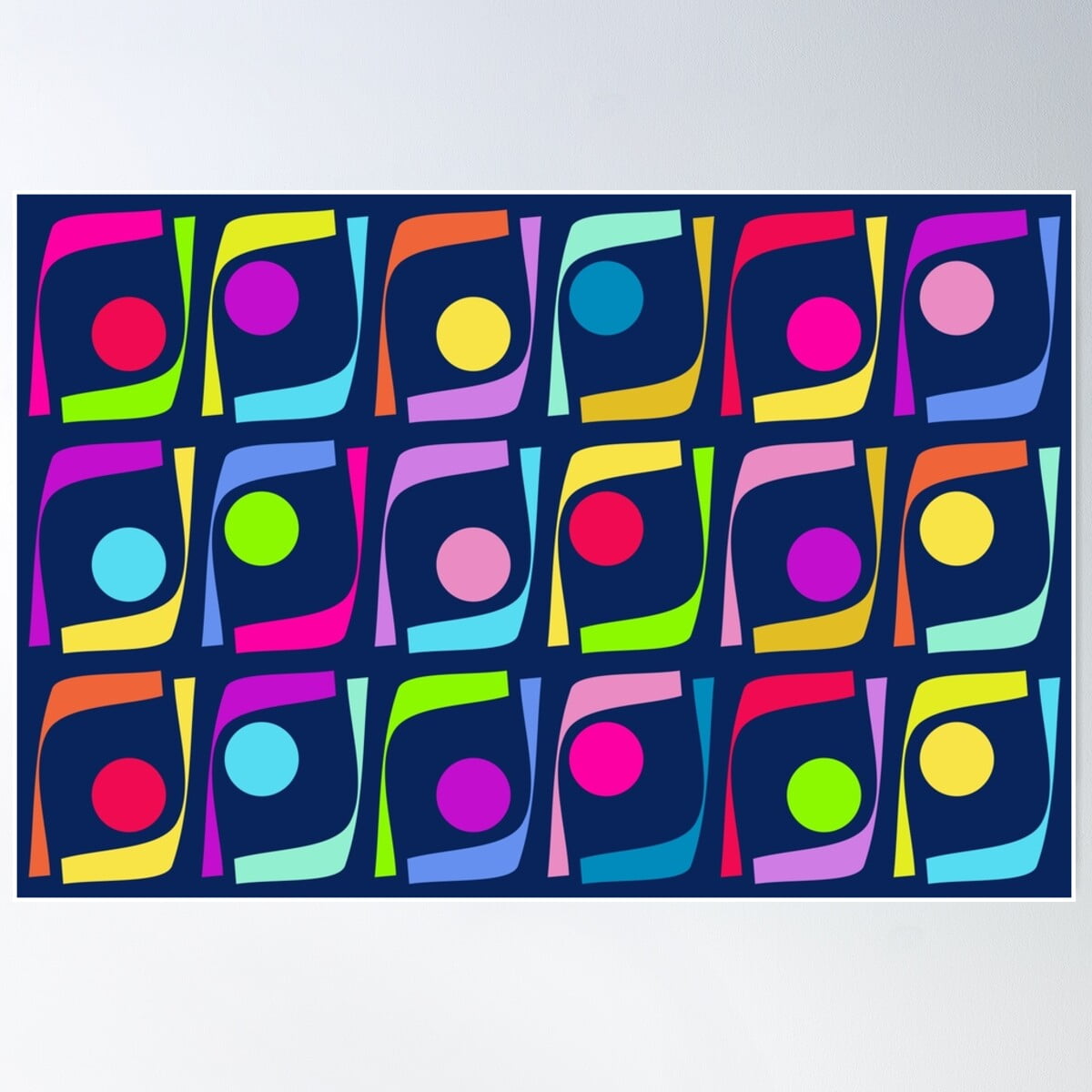 1960S Colorful Geometric Polka Dots Pattern Poster Wall Art Modern Wall ...