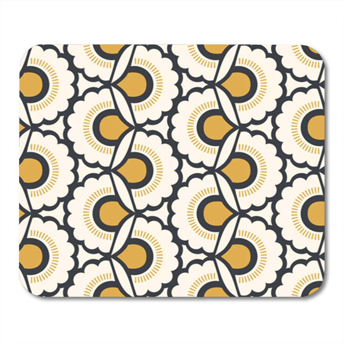 1960S Retro Pattern Floral 1970S 60S 70S Abstract Black Chic Mousepad ...