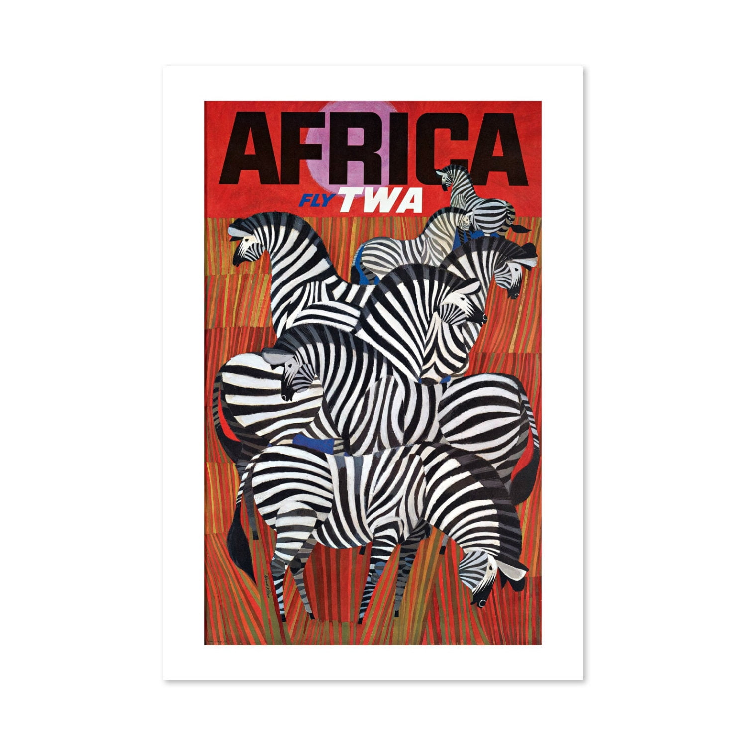 1960s Africa, Fly Twa Vintage Style Travel Poster, Classic Collection ...