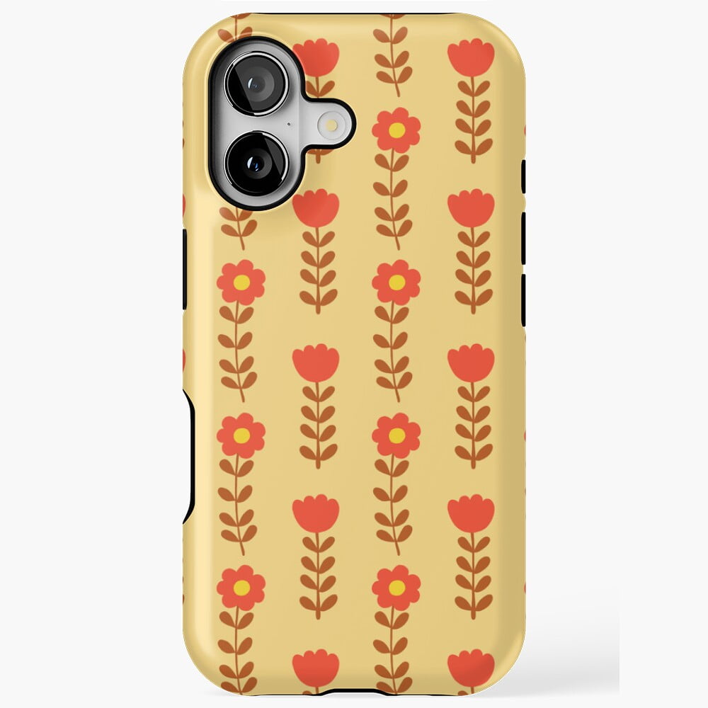 1960s Floral Pattern Orange Brown Retro Vintage Botanical Phone Case ...