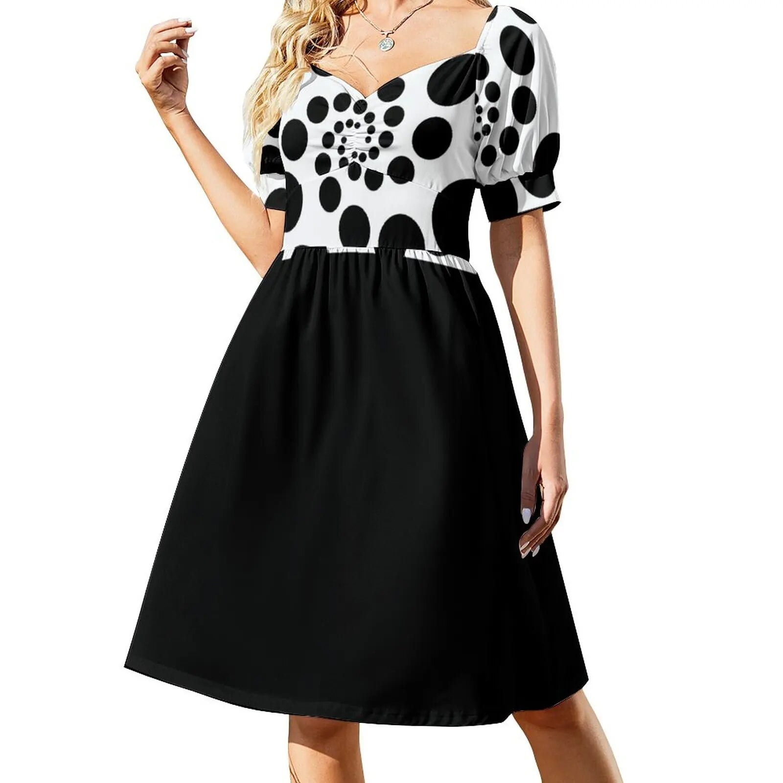1960s Retro Black And White Two Tone Black & Spots Dress luxury dresses ...