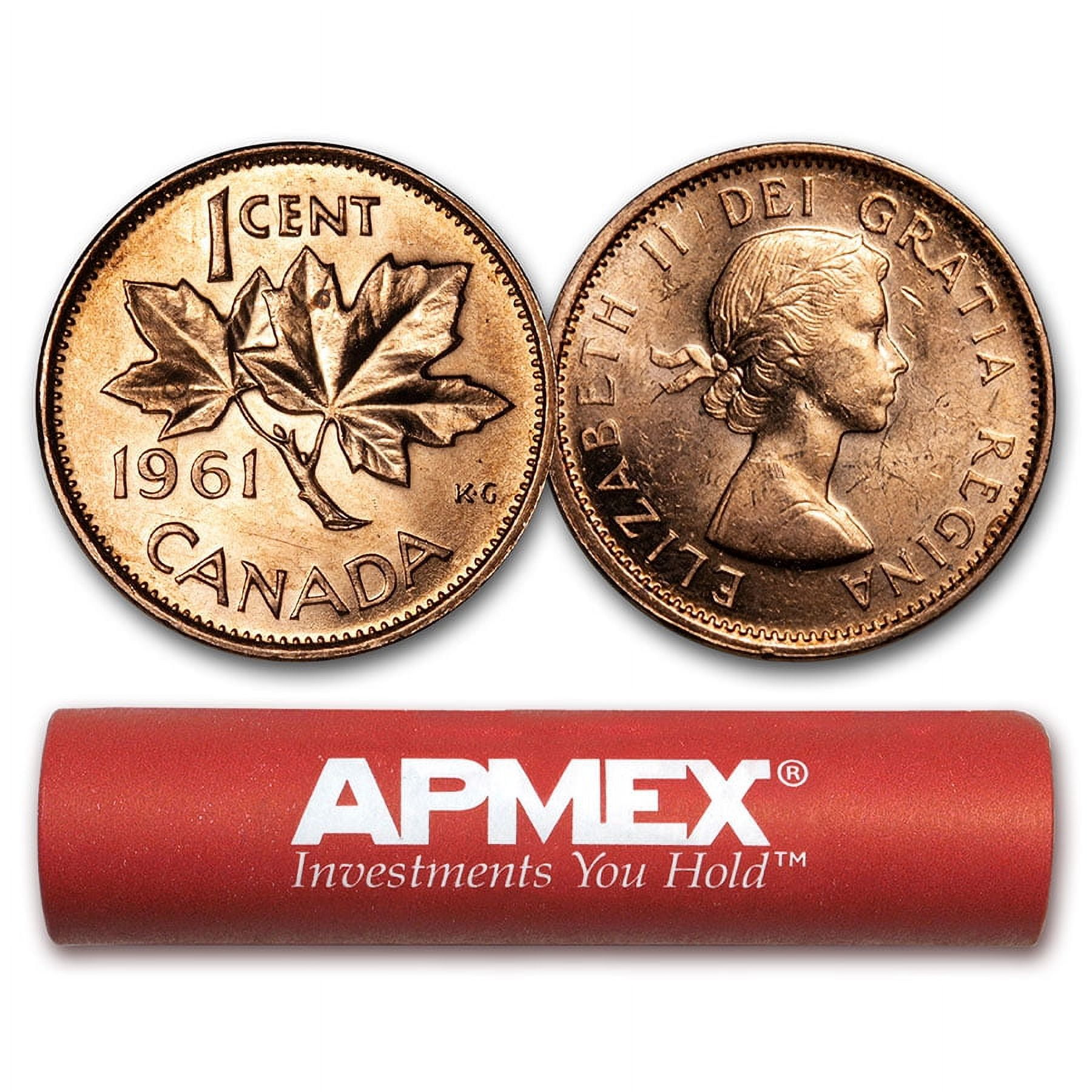 1961 Canada 50-Coin Roll Copper Cents BU (Red) - Walmart.com