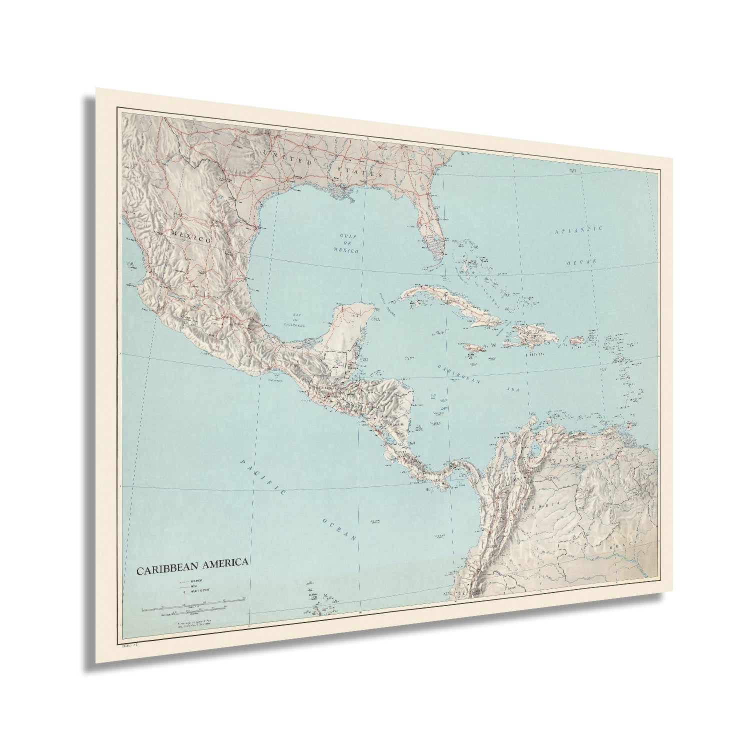 1961 Caribbean America Map - Vintage Caribbean Map - Old Caribbean ...