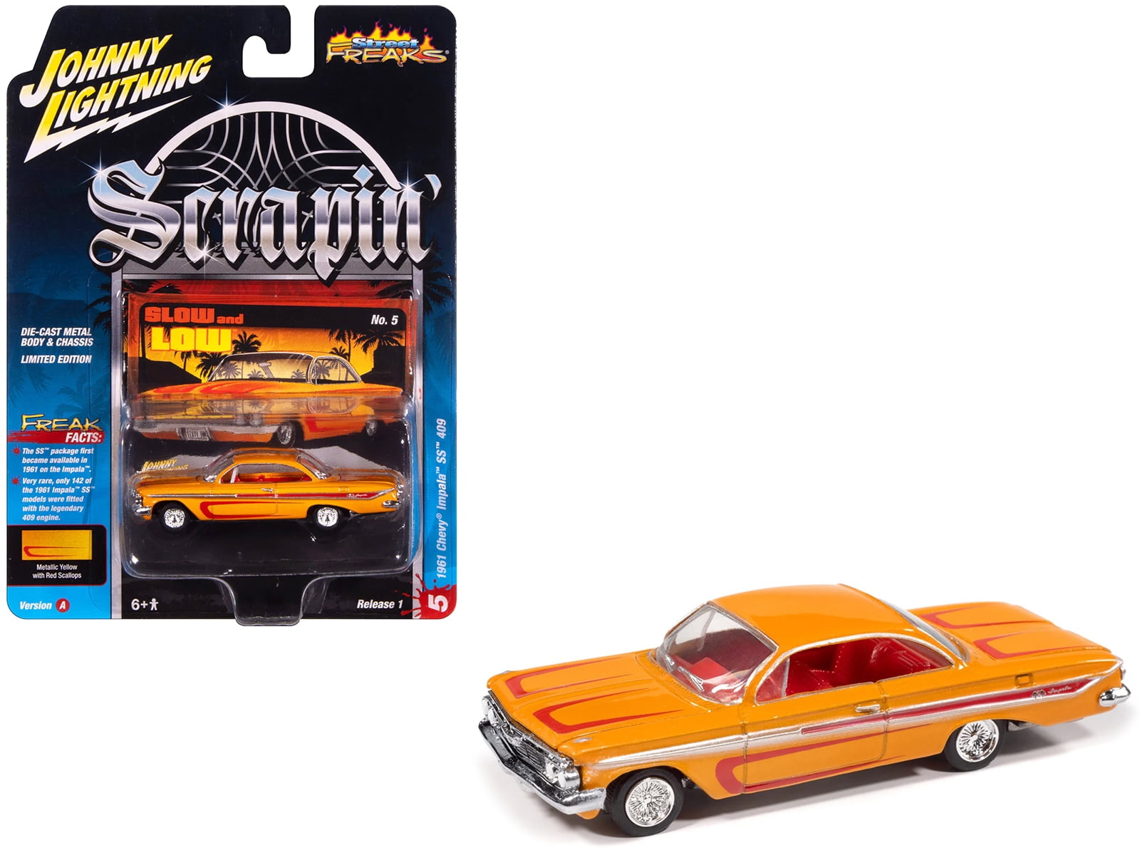 1961 Chevrolet Impala SS 409 Yellow Metallic with Red Stripes and ...