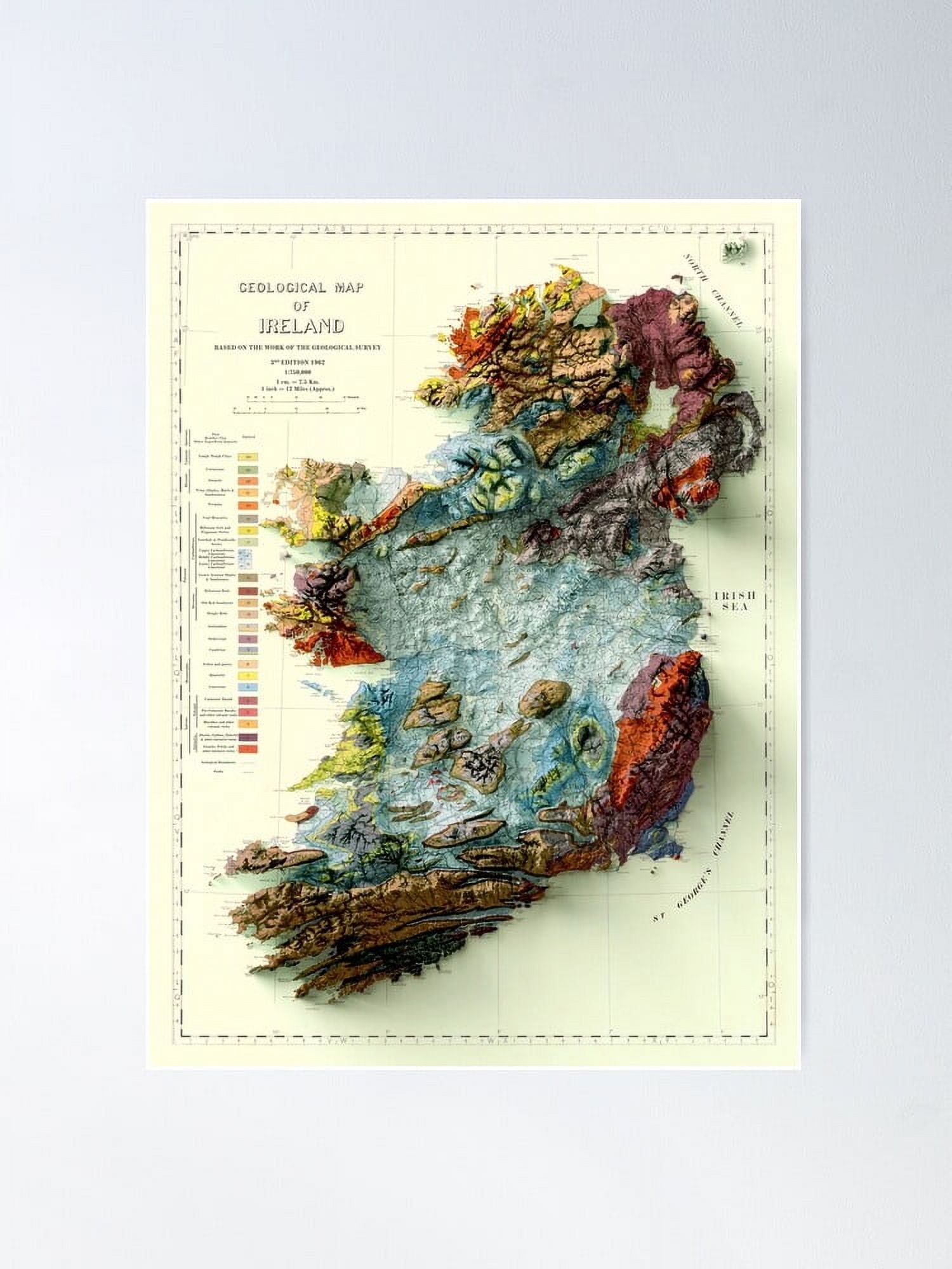 1961 Geological map of Ireland 3D digitally-rendered Poster - Walmart.com