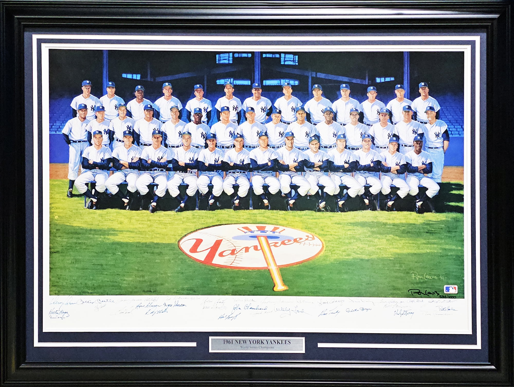 1961 New York Yankees Autographed Framed 24x36 Lithograph Photo With 34 ...