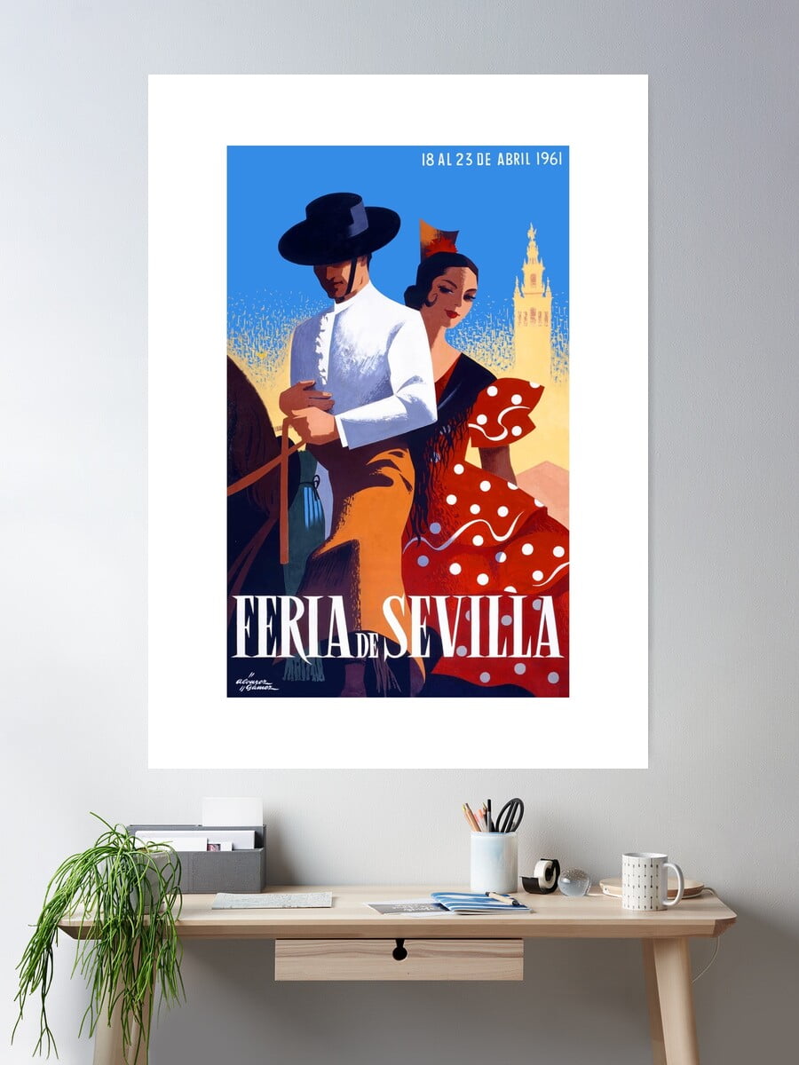 1961 Spain Feria De Sevilla Poster Poster Wall Art, Modern Wall Decor ...
