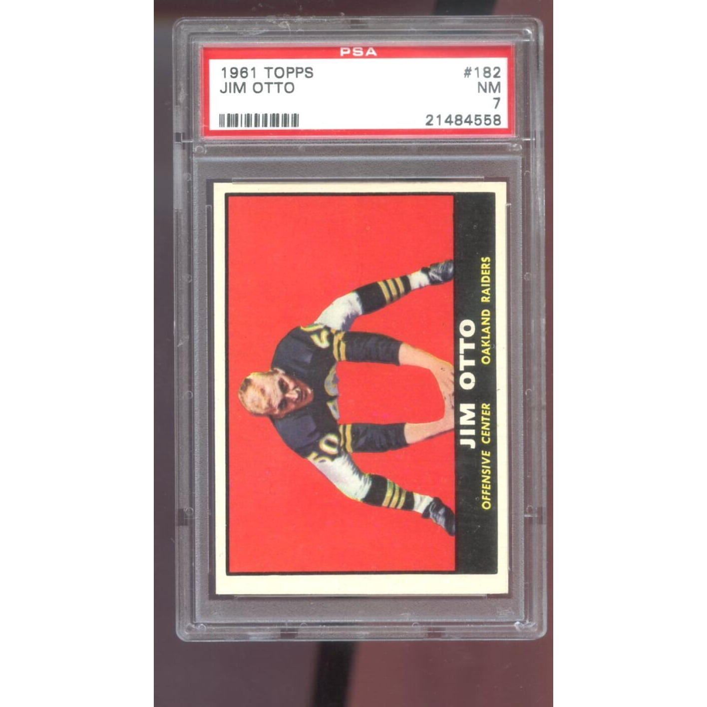 1961 Topps #182 Jim Otto ROOKIE RC Oakland Raiders PSA 7 NM Graded ...