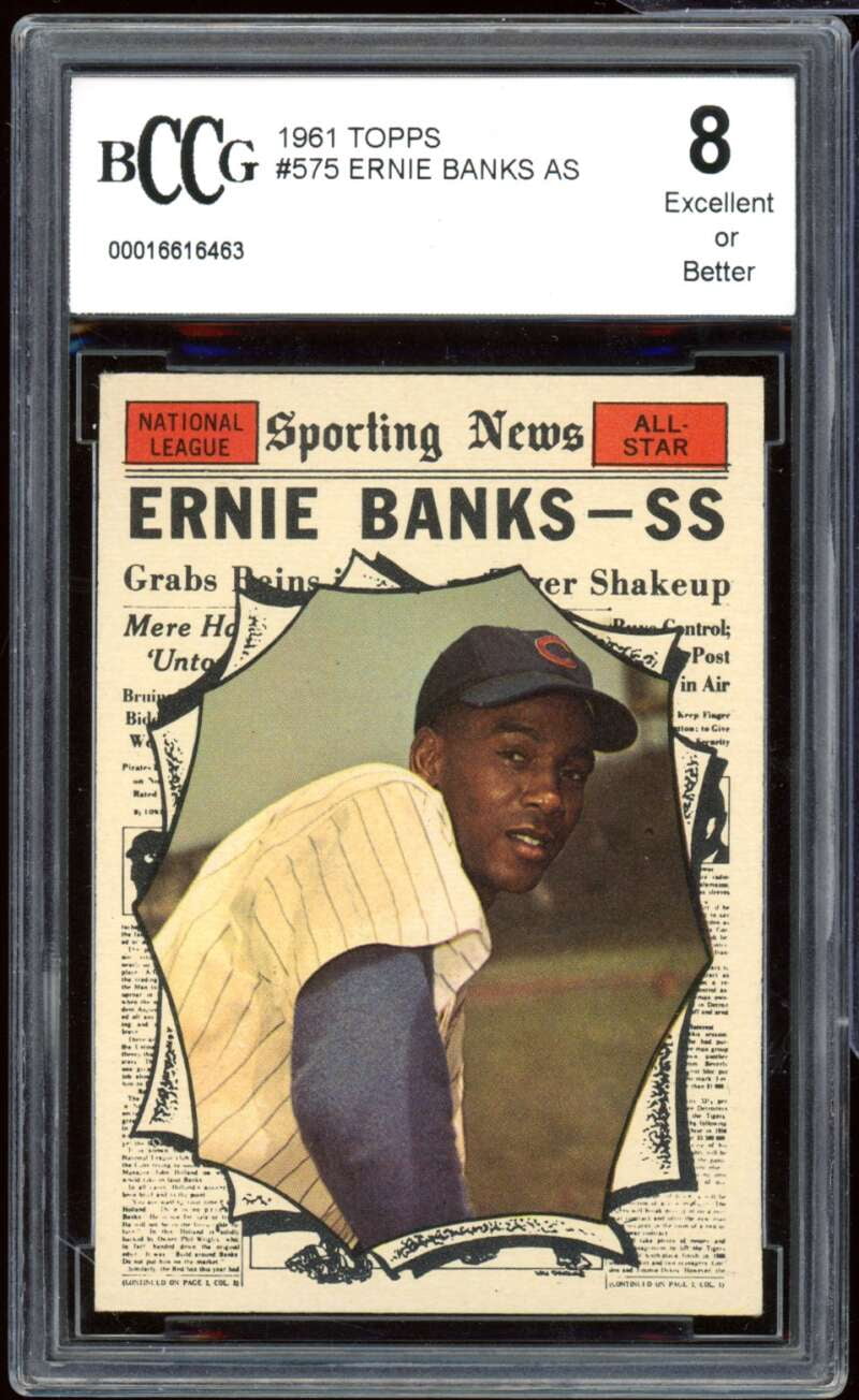 1961 Topps #575 Ernie Banks All Star Card BGS BCCG 8 Excellent+ ...