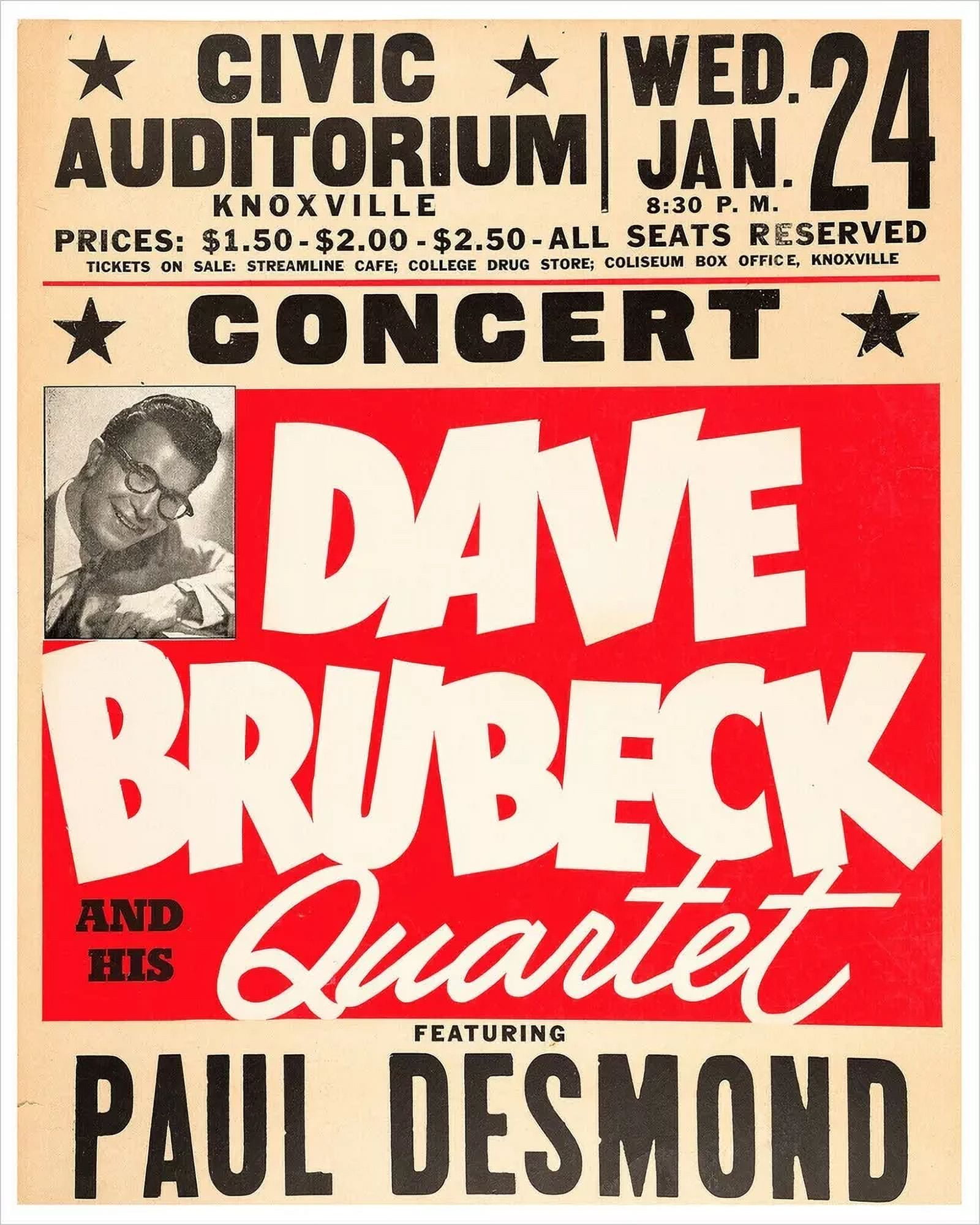 1962 DAVE BRUBECK CONCERT POSTER WALL ART PRINT PAUL DESMOND 24 x 36 ...